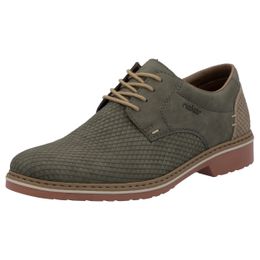 Rieker Herren Schn&uuml;rschuh, Gr. 40, gr&uuml;n, Lederimitat, Schuhe, Business-Schn&uuml;rer, Halbschuh mit modischer Pr&auml;gung
