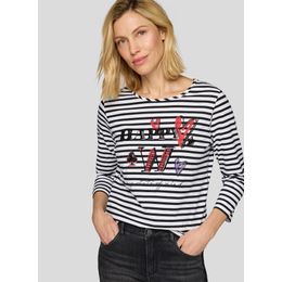 Rabe Damen 3/4-Arm-Shirt, schwarz, Gr. 42, bedruckt, gestreift, Obermaterial: 95% Baumwolle, 5% Elasthan, Shirts, mit Schriftzug