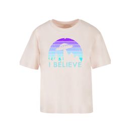 F4NT4STIC Damen T-Shirt "I BELIEVE UFO Alien Raumschiff Retro", pink, Gr. S, Obermaterial: 100% Baumwolle, Shirts, Premium Qualit&auml;t
