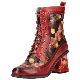 Laura Vita Damen Schn&uuml;rstiefelette "Laura Vita Stiefelette Leder/Textil", Gr. 36, rot, Leder, Textil, Schuhe