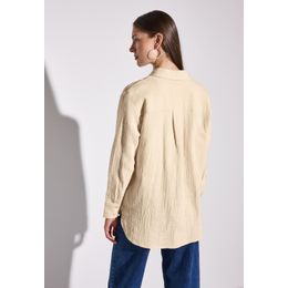 Street One Damen Langarmblusevelvet cream, Gr. 34, unifarben, Web, 100% Baumwolle, Blusen, aus reiner Baumwolle