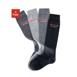 H.I.S. H.I.S M&auml;dchen Kniestr&uuml;mpfe, Gr. 19, grau, Baumwolle, Elasthan (LYCRA), Polyamid, unifarben, Socken, mit verst&auml;rkten Belastungszonen