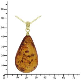 OSTSEE-SCHMUCK Damen Kette mit Anh&auml;nger "OSTSEE-SCHMUCK Kette mit Anh&auml;nger Tropfen ca. 38 mm lang", 50cm, Silber 925 (Sterlingsilber), L: 42, gold,