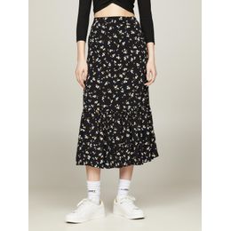 Damen A-Linien-Rock "TJW FLORAL RUFFLE MIDI SKIRT EXT", bunt, Gr. 6XL, Tommy Jeans CURVE, gemustert, Web, Obermaterial: 100% Viskose, Röcke, Webrock