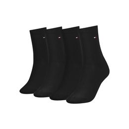 Tommy Hilfiger Damen Socken "TH WOMEN 4P SOCK ECOM", Gr. 39, schwarz, Baumwollmischung, unifarben, Socken, mit Logostickerei