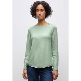 Langarmshirt Street One, Damen, Gr. 40, serene grün meliert, Stoff, 67% Viskose, 30% Polyester, 3% Elasthan, unifarben, normal normal, Rundhals, abgesteppt, Shirts, aus softem Materialmix
