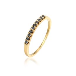 Elli DIAMONDS Damen Diamantring "Diamant Schwarz Brillantschliff (0.15 ct) 375 Gelbgold", 54mm, 0,15 P1 = bei 10-facher Vergr&ouml;&szlig;erung erkennbare