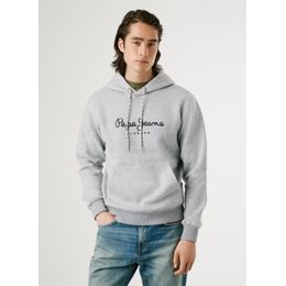 Pepe Jeans Herren Hoodie "MACBETH MELANGE", grau, Gr. M, unifarben, Sweatware, Obermaterial: 55% Baumwolle, 45% Polyester, Sweatshirts, Regular Fit
