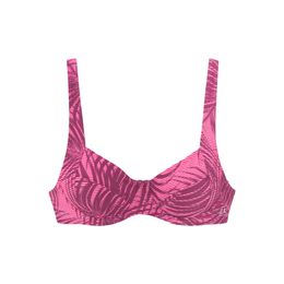active by Lascana LASCANA ACTIVE Damen B&uuml;gel-Bikini-Top "Coal", rot, Gr. 36, bedruckt, gestreift, Recycling-Polyamid, Bikini-Oberteile, im Mustermix aus Palmen und