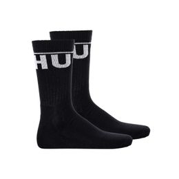 Hugo Herren Kurzsocken "Socken 2P QS RIB ICONIC CC 10257965 01 2er Pack", Gr. 39, schwarz, Obermaterial: 76% Baumwolle CO. 21% Polyamid PA. 3%