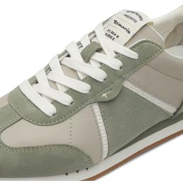 Tamaris Damen Sneaker, Gr. 39, gr&uuml;n, Leder, Lederimitat, Textil, Schuhe, Freizeitschuh, Halbschuh, Schn&uuml;rschuh mit Logoaufn&auml;her