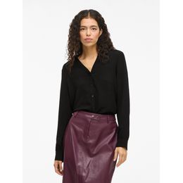 Vila Damen Langarmbluse "VIJOSA L/S V-NECK SHIRT - NOOS", schwarz, Gr. 44, unifarben, Web, Obermaterial: 100% Polyester, Blusen