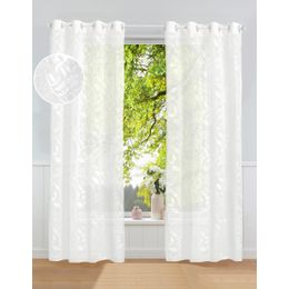 Gardine LEONIQUE, B:130cm H:145cm, wei&szlig;, Polyester, Gardinen, "In&eacute;s"