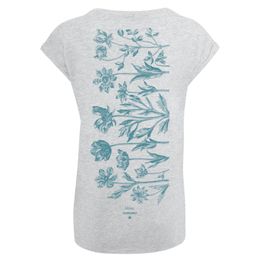 F4NT4STIC Damen T-Shirt "Blumenmuster Blau", grau, Gr. S, Obermaterial: 100% Baumwolle, Shirts, Print