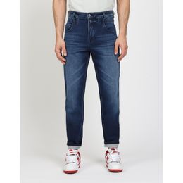 Gang Herren Relax-fit-Jeans "94MARCO", blau, Gr. 28, Denim/Jeans, Obermaterial: 79% Baumwolle, 19% Polyester, 2% Elasthan, Jeans, im Jogger Style mit