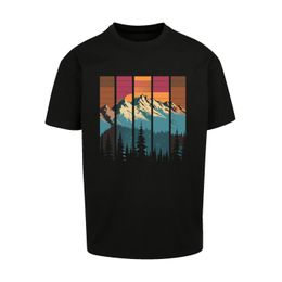 F4NT4STIC Damen T-Shirt "Berg Sonnenuntergang Retro", schwarz, Gr. S, Obermaterial: 100% Baumwolle, Shirts, Premium Qualit&auml;t
