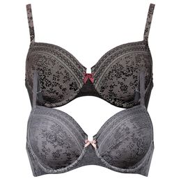 Anita Damen B&uuml;gel-BH "2er Pack B&uuml;gel BH Fleur", Gr. 70schwarz anthrazit, Spitze, Obermaterial: 87% Polyamid PA. 13% Elasthan EL., BHs