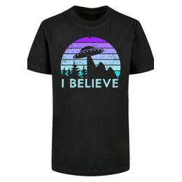 F4NT4STIC M&auml;dchen T-Shirt "I BELIEVE UFO Alien Spacecraft Retro", schwarz, Gr. 122, Obermaterial: 100% Baumwolle, Shirts, Premium Qualit&auml;t