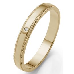 Firetti Damen Trauring "Schmuck Geschenk Gold 375 Hochzeit Ehering "LIEBE"", 53, 0,01 SI = kleine Einschl&uuml;sse mit Brillant, Gelbgold 585, 3mm, gold,