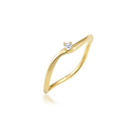 Elli DIAMONDS Damen Verlobungsring "Verlobung Welle Diamant (0.03 ct.) 375 Gelbgold", 52mm, 0,01 P1 = bei 10-facher Vergrößerung erkennbare