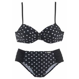 Lascana Damen B&uuml;gel-Bikini, schwarz-wei&szlig;, Gr. 36, bedruckt, Polyamid, Bikini-Sets, mit Zier-Accessoires