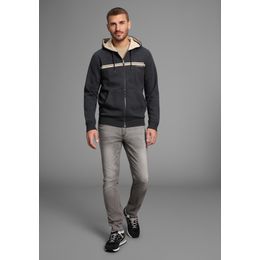 Bruno Banani Herren Sweatjacke, grau, Gr. S, bedruckt, Sweatware, Obermaterial: 60% Baumwolle, 40% Polyester, Sweatjacken, moderner Brustprint