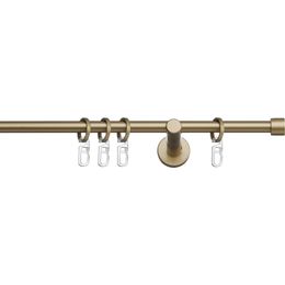 Gardinenstange Indeko, L:120cm &Oslash;:12mm, gold, Stahl, Gardinenstangen, "Andrax", Komplett-Set inkl. Ringen und Montagematerial