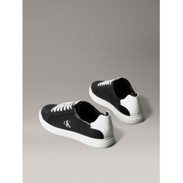Calvin Klein Damen Sneaker "LOW PRO CUPS LTH MG", Gr. 40, schwarz, Leder, unifarben mit Farbeinsatz, Schuhe, Schn&uuml;rschuh, Halbschuh, Freizeitschuh