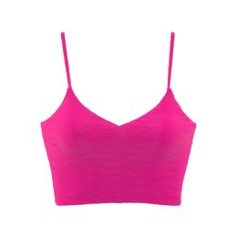 Sunseeker Damen Crop-Bikini-Top "Loretta", pink, Gr. 34, Strukturmuster, unifarben, Polyamid, Bikini-Oberteile, mit Strukturmuster