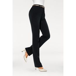 Heine Damen Stretch-Hose, schwarz, Gr. 17, unifarben, 62% Polyester, 33% Viskose, 5% Elasthan, Hosen