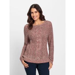 Inspirationen Damen Strickpullover "Pullover", rot, Gr. 38, gemustert, mehrfarbig, meliert, 48% Polyacryl, 38% Baumwolle, 14% Polyester, Pullover