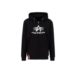 Herren Hoodie "Basic Zip Hoodie BL PP", schwarz, Gr. S, Alpha Industries, Obermaterial: 80% Baumwolle, 20% Polyester, Sweatshirts