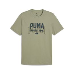 Puma Herren T-Shirt "Graphic Varsity T-Shirt Herren", grün, Gr. S, bedruckt, 100% Baumwolle, Shirts