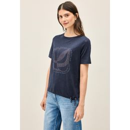 Cecil Damen T-Shirt, blau, Gr. XS, unifarben, Web, 50% Baumwolle, 50% Polyester, Shirts, im soften Baumwoll-Mix