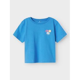 name it M&auml;dchen T-Shirt "NMFJASSA SS NREG TOP PB", blau, Gr. 116, bedruckt, Web, Obermaterial: 100% Baumwolle, Shirts