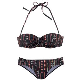 Buffalo Damen B&uuml;gel-Bandeau-Bikini, schwarz, Gr. 34, bedruckt, Polyamid, Bikini-Sets, mit abnehmbaren Tr&auml;gern