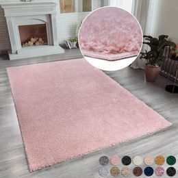 Hochflor-Teppich my home, B:240cm H:30mm L:320cm, rosa, Kunstfaser, Teppiche, "Shaggy 30", Teppich, Uni Farben, besonders weich und kuschelig,