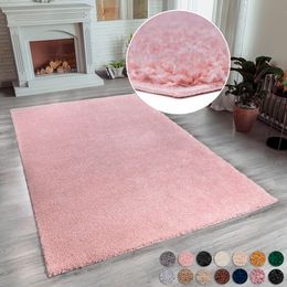 Hochflor-Teppich my home, B:280cm H:30mm L:390cm, rosa, Kunstfaser, Teppiche, "Shaggy 30", Teppich, Uni Farben, besonders weich und kuschelig,