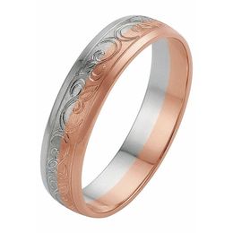 Firetti Damen Trauring "Schmuck Geschenk Gold 375 Hochzeit Ehering "LIEBE" Ranke", 17, ohne Brillant, Ros&eacute;gold 375 Wei&szlig;gold 375, 5mm, rosa, Ros&eacute;gold