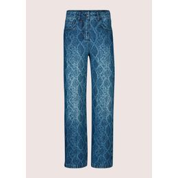 Madeleine Mode MADELEINE Damen Regular-fit-Jeans "Culotte-Jeans Culotte-Jeans mit Ornament-Print"blau, Gr. 40, Obermaterial: 100% Baumwolle CO., Jeans