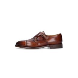 Henry Stevens Herren Schnürschuh "Winston CDM", Gr. 41, braun, Kalbsleder, Schuhe, Herren Businessschuh Double Monk Strap handgefertigt, Lederschuh