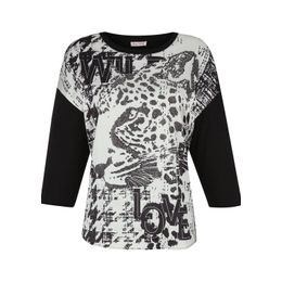 Alba Moda Damen 3/4-Arm-Shirt "Shirt Shirt mit platziertem Druck", schwarz, Gr. 34, Obermaterial: 95% Viskose CV. 5% Elasthan EL., Shirts