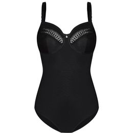 SuSa Damen Body "Body ohne Bügel Santorin", Gr. 80, schwarz, Obermaterial: 63% Polyamid PA. 21% Elasthan EL. 16% Polyester PES., Bodys