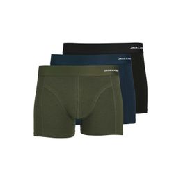 Jack & Jones JACK & JONES Herren Boxershorts "Boxershort JACBASIC TRUNKS 3 PACK 3er Pack", Gr. Sschwarz, blau, grün, Obermaterial: 65% Viskose CV. 30% Baumwolle