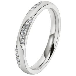 DOOSTI Damen Trauring "Schmuck Geschenk Edelstahl Trauring Ehering Partnerring LIEBE", 54,mit Zirkonia, Edelstahl, 3mm, silber, Edelstahl,
