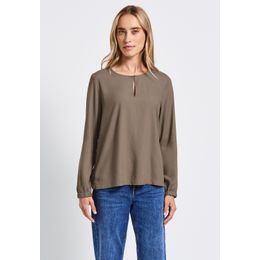 Street One Damen Langarmbluse, braun, Gr. 34, unifarben, Stoff, 100% Viskose, Blusen, aus softer Viskose