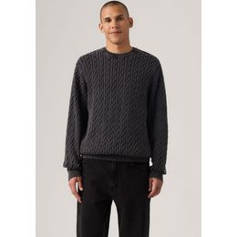 Levi's LEVI'S Herren Rundhalspullover "LV PRESIDIO", schwarz, Gr. S, Zopfmuster, Strick, Obermaterial: 100% Baumwolle, Pullover, mit Zopfmuster