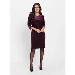 Lady Damen Samtkleid "Jersey-Kleid", rot, Gr. 48, gemustert, mehrfarbig, Samt, 67% Polyester, 25% Polyamid, 8% Elasthan, Kleider