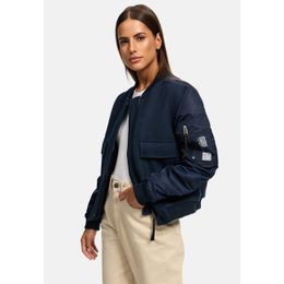 Navahoo Damen Bomberjacke "Willstehaben 14", blau, Gr. XS, Obermaterial 1: 90% Polyacryl, 8% Viskose, 2% Elasthan; Obermaterial 2: 100% Nylon;