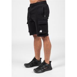 GORILLA WEAR Herren Shorts, schwarz, Gr. M, unifarben, 60% Baumwolle, 40% Polyester, Hosen, mit praktischen Taschen und Kordelzug